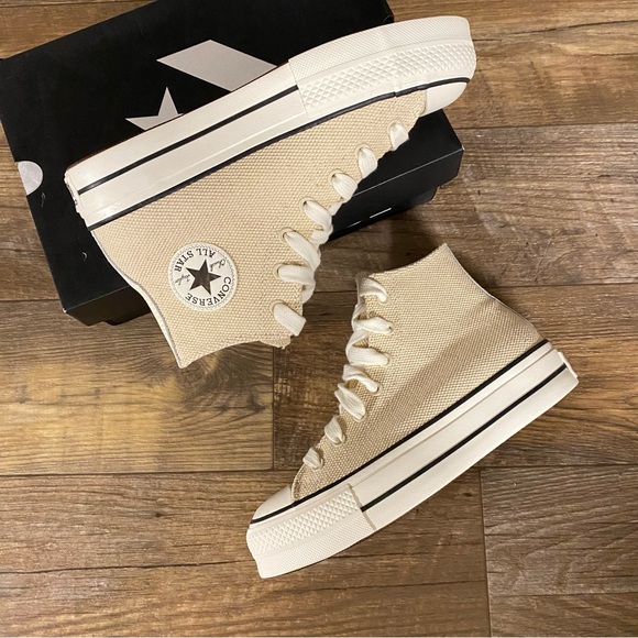Converse | Shoes | Converse Chuck Taylor Tan Platform High Top Sneakers ...